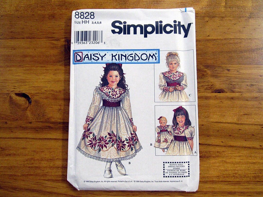 Simplicity 8828 Sewing Pattern for Child's Dress and 18 Doll Dress ...