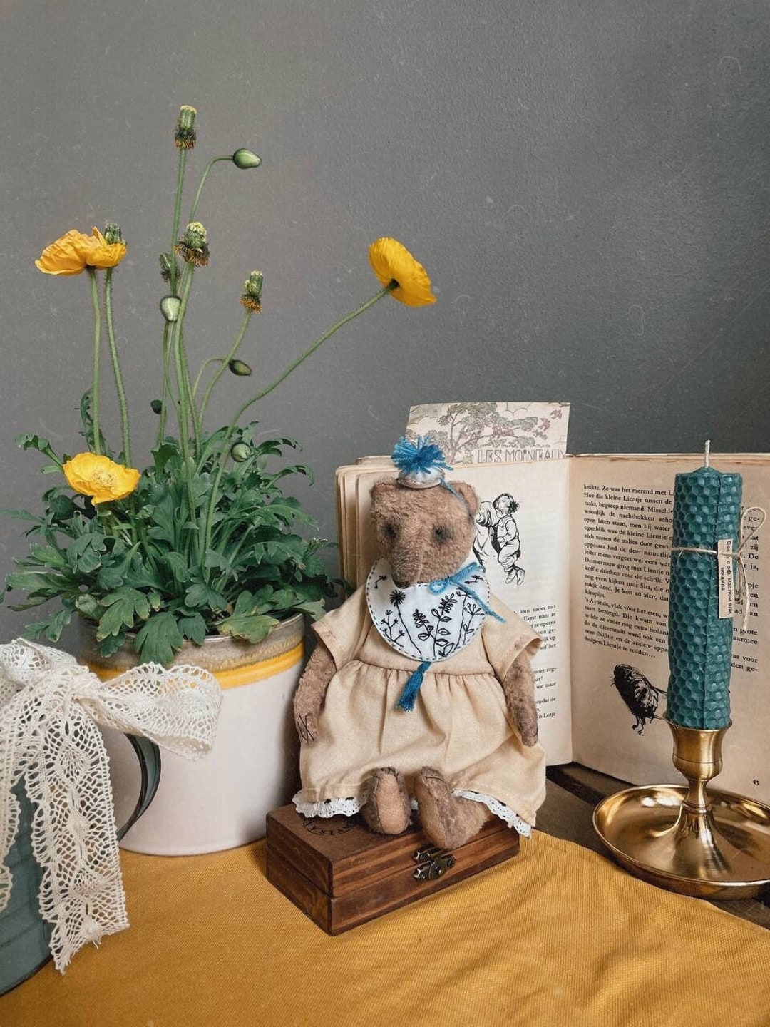 Teddy Bear Cornflower, Handmade Teddy Bear, Collectible Teddy Toy - Etsy