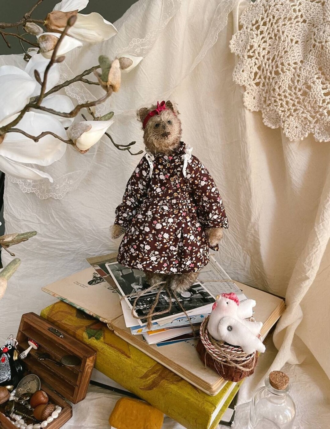 Teddy Bear Martha With a Chicky, Handmade Teddy Bear, Collectible Teddy ...