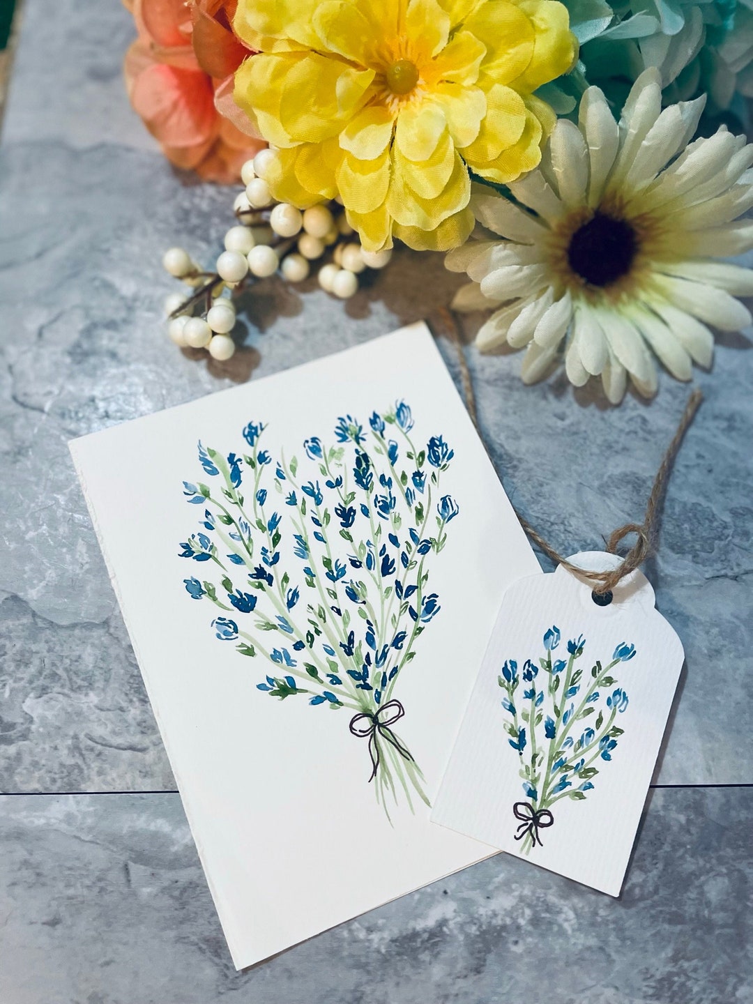 Set of 1 Original Hand Painted, Watercolor, Wild Flowers Blank Card 4.5 ...