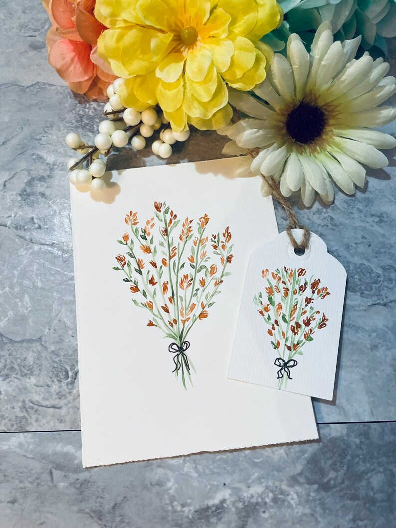 Set of 1 Original Hand Painted, Watercolor, Wild Flowers Blank Card 4.5 ...