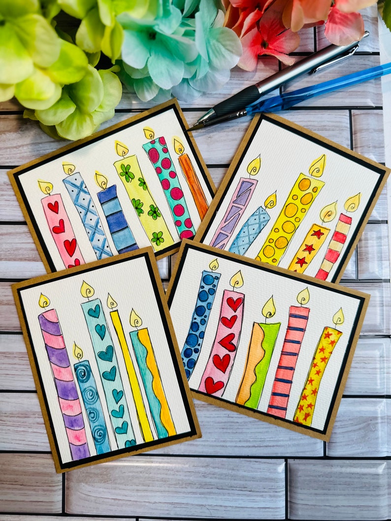 Birthday Candle Cards, 4.25 X 5.5 Blank Card With Envelope. Original ...