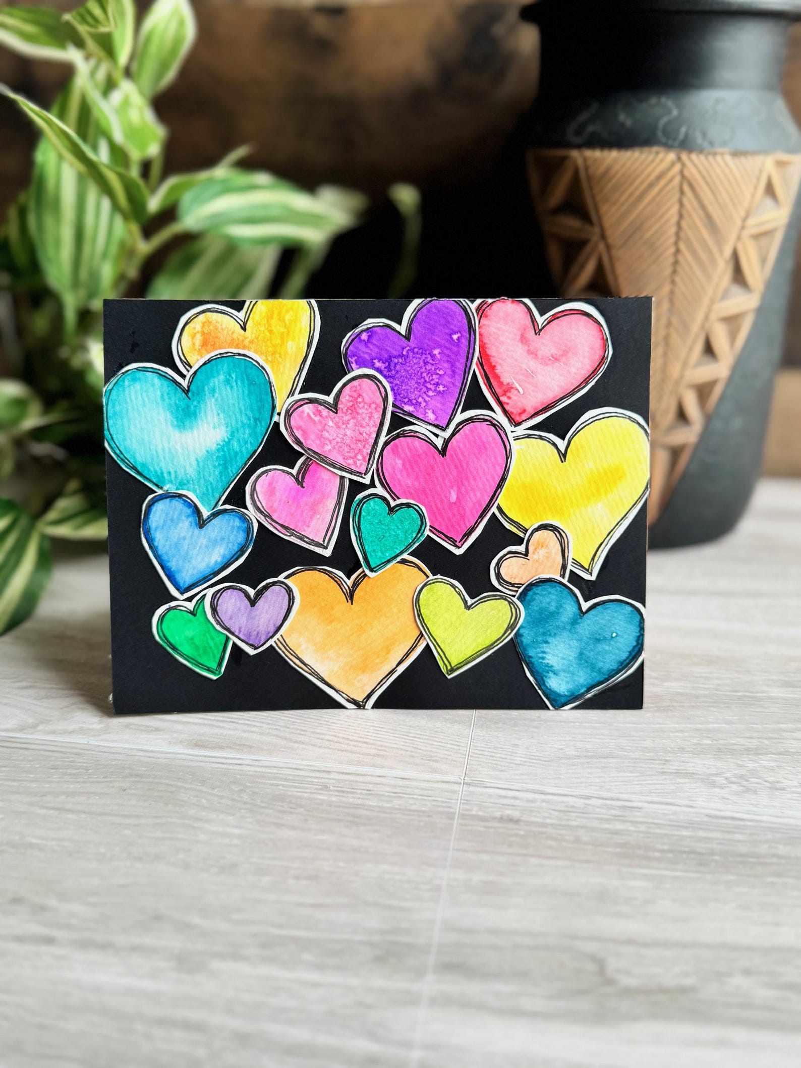 Hand Painted Watercolor Hearts Card Set, Blank Notecards - Etsy