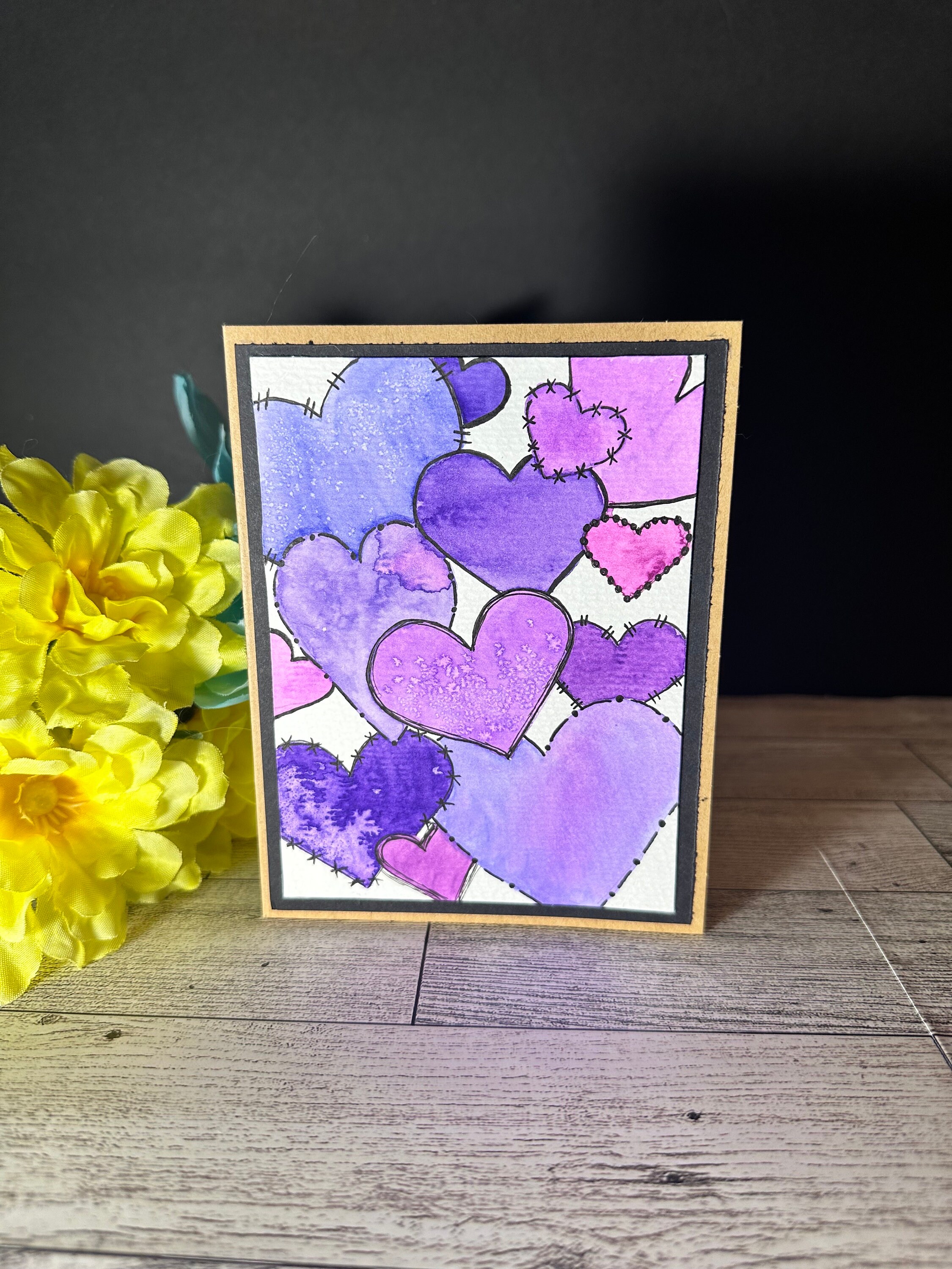 Heart Love, Set of 6, Original Hand Painted, Watercolor, Hearts, Blank ...