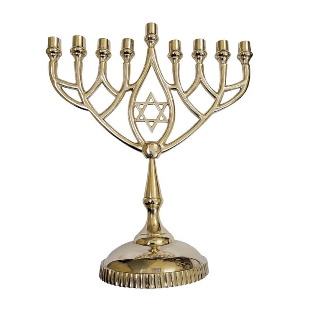 12 Inch Hanukkah Menorah Pure Solid Brass Candle Stand - Etsy