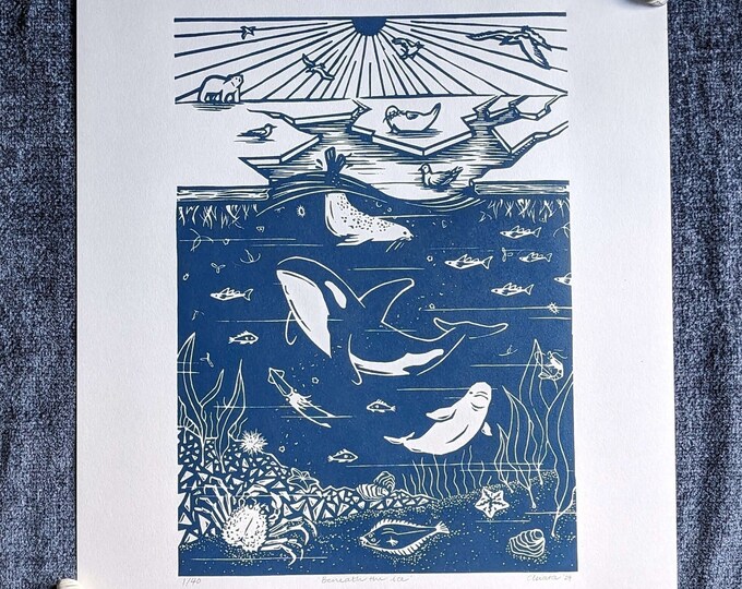 Orca - Original Lino Cut Print Whale - Etsy
