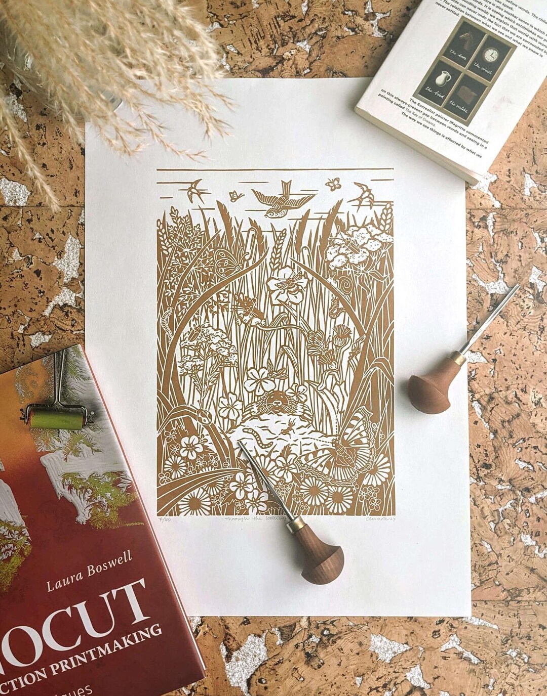 THROUGH the LOOKING Grass — Limited Edition Linocut Print (UNFRAMED ...