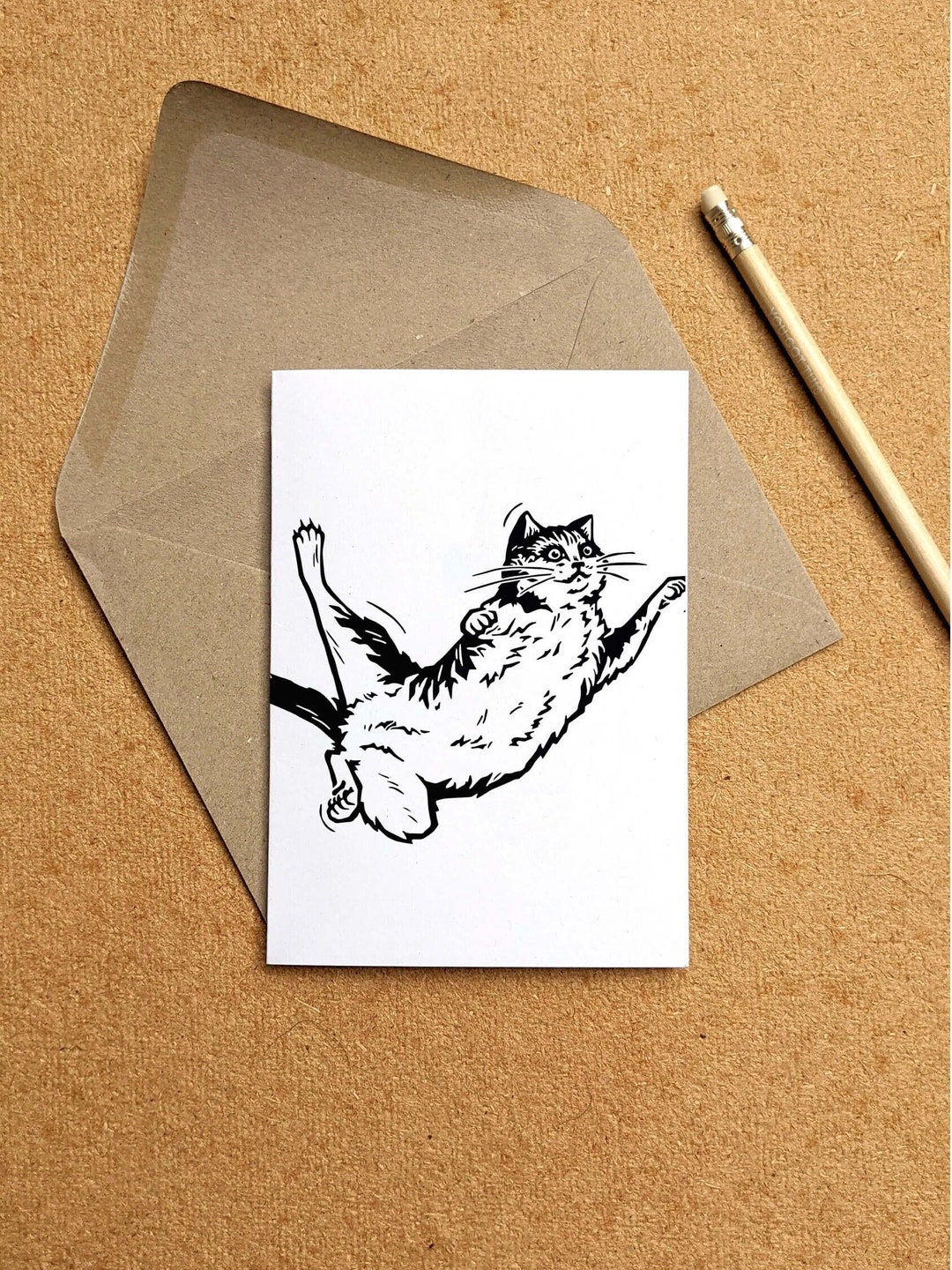 Ralph Cat A6 Card, Blank Inside, Kraft Envelope Kitty Cat, Nature ...