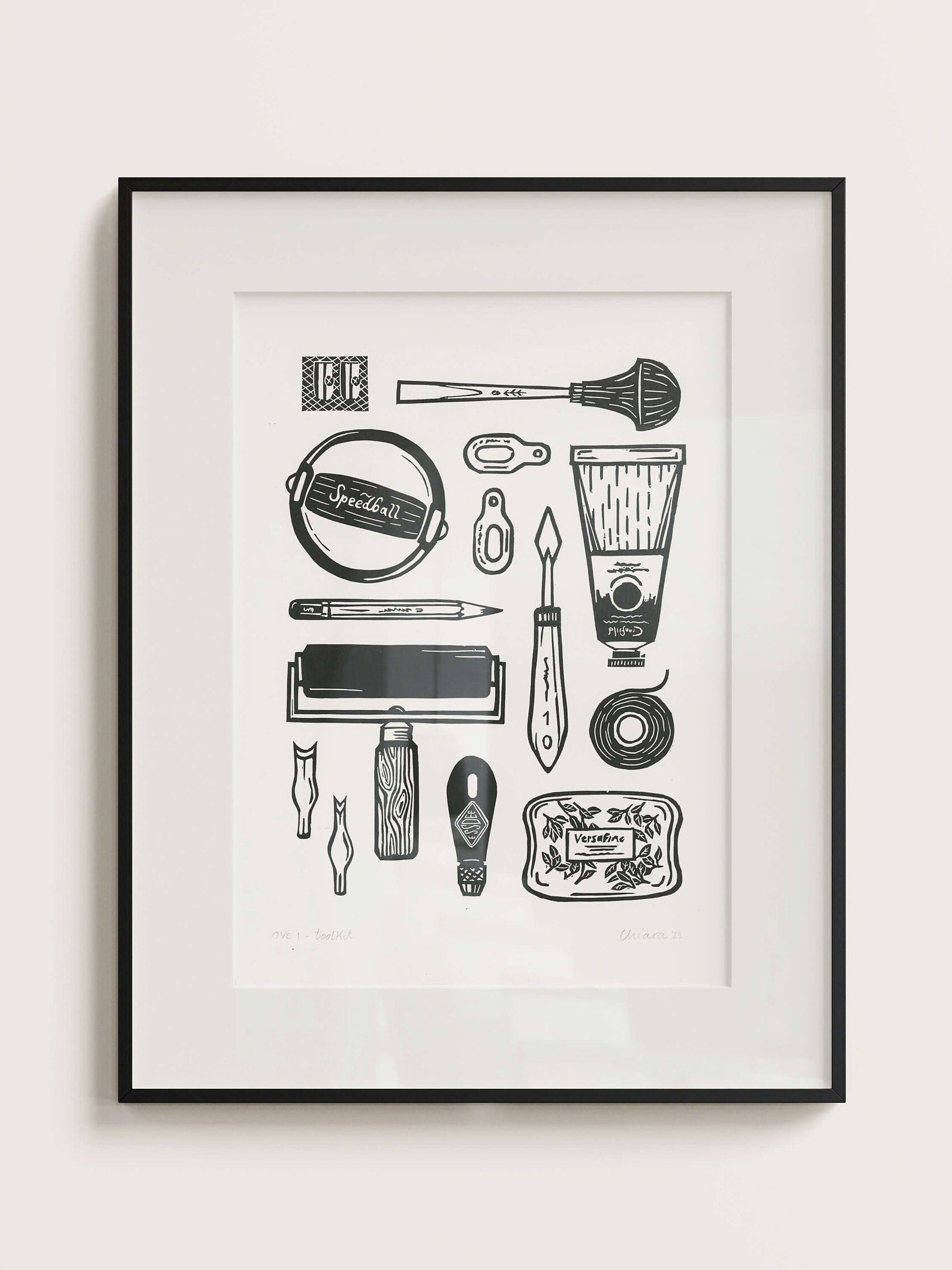 TOOLKIT Linocut Print UNFRAMED, 21x29.7cm Handprinted Medium Wall Art ...