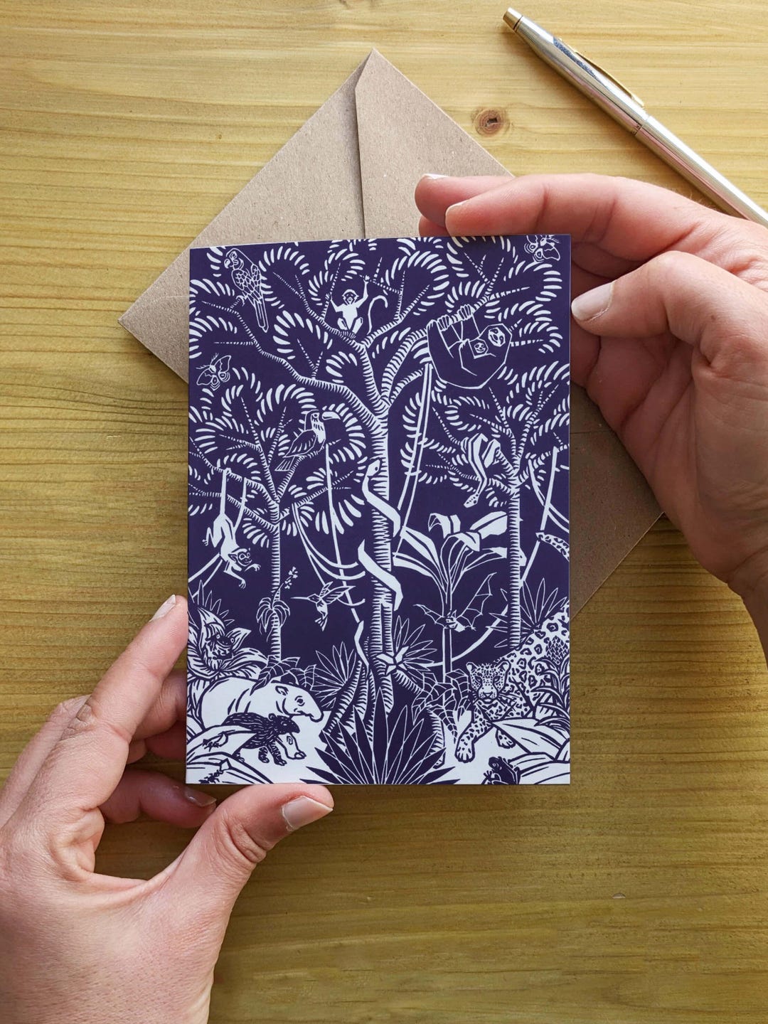Amazon Rainforest Greetings Card – Linocut Reproduction, Blank Inside ...