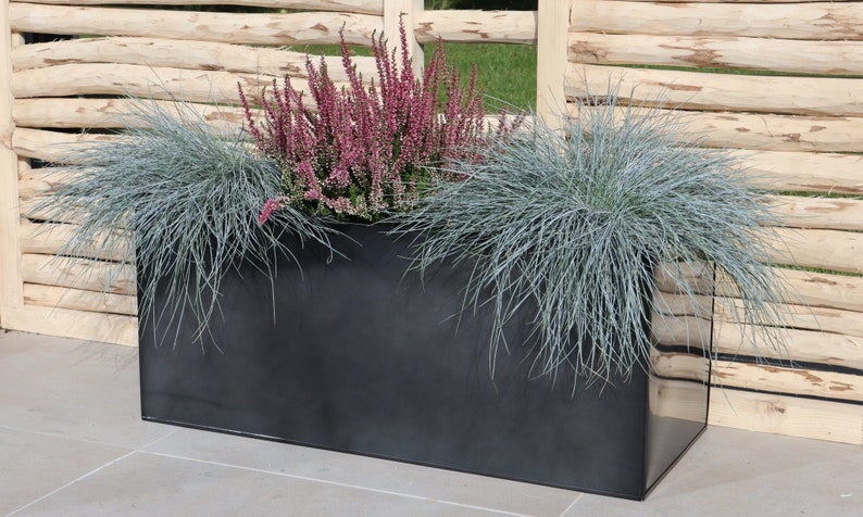 100cm Zinc Platinum Black Trough Planter - Etsy