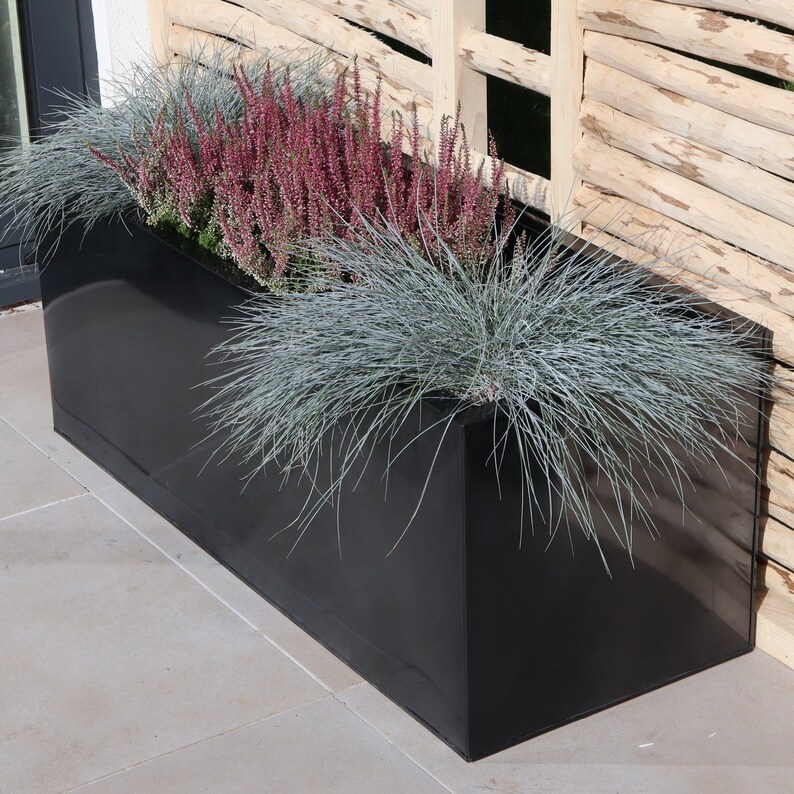 100cm Zinc Platinum Black Trough Planter - Etsy