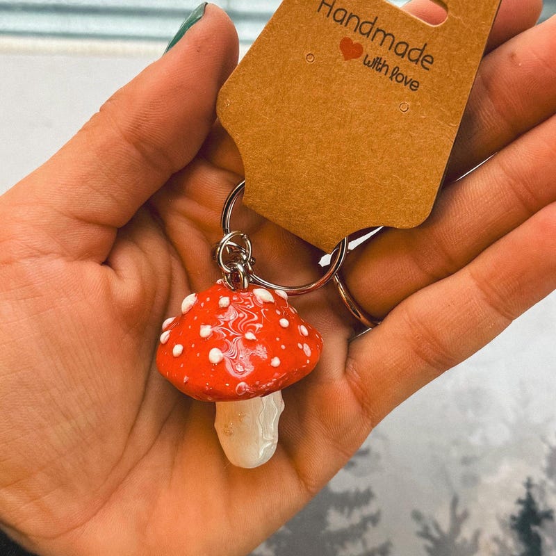 Mushroom Keychain - Etsy