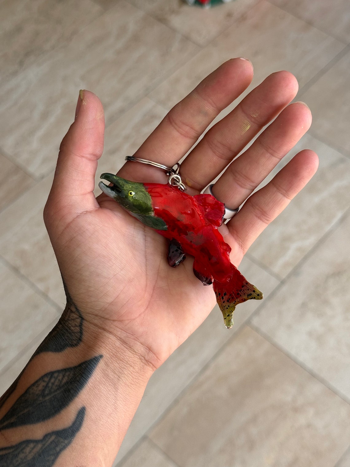 Sockeye Salmon Keychain - Etsy
