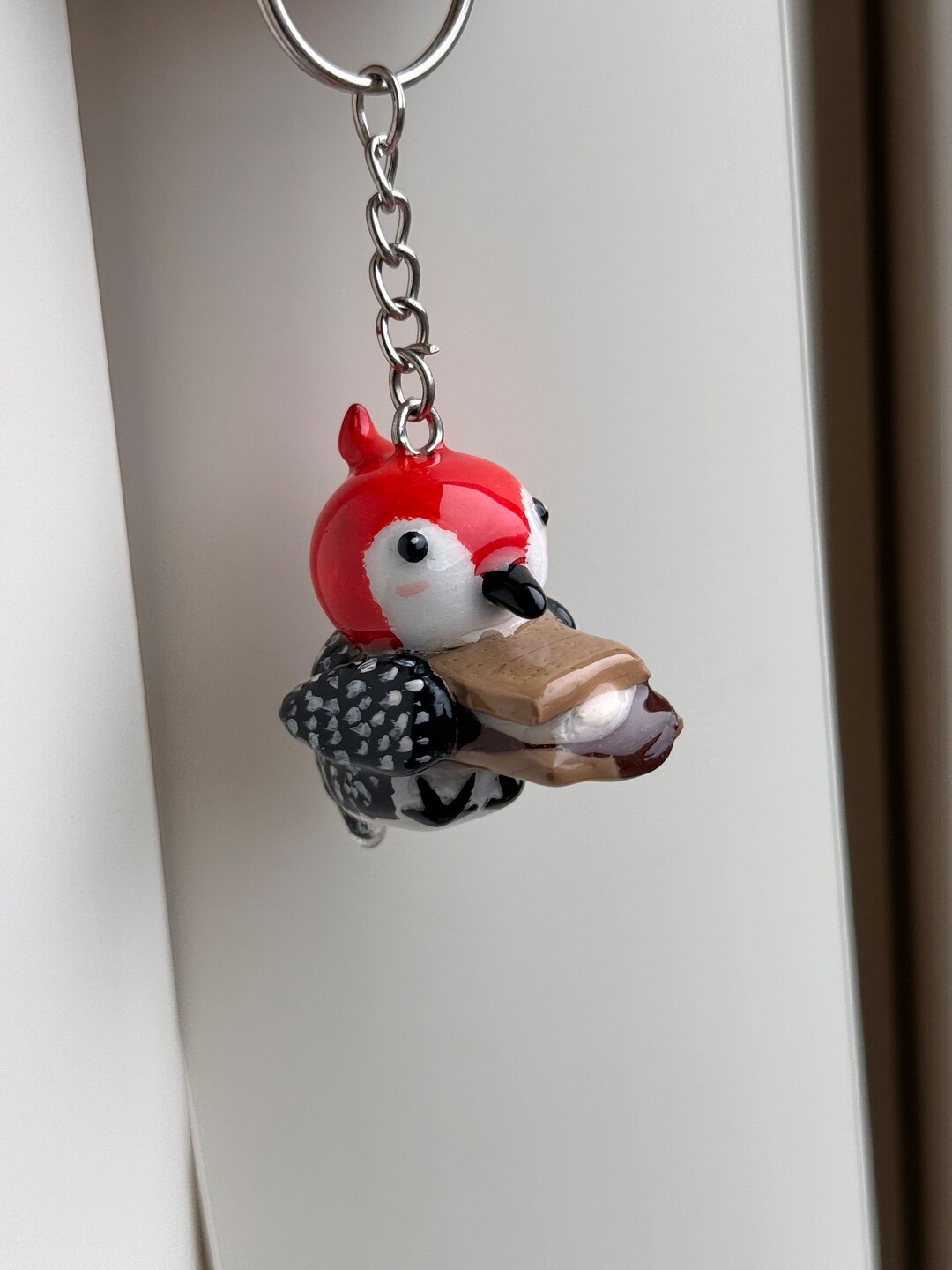 Red Headed Woodpecker With a Smore Keychain - Etsy