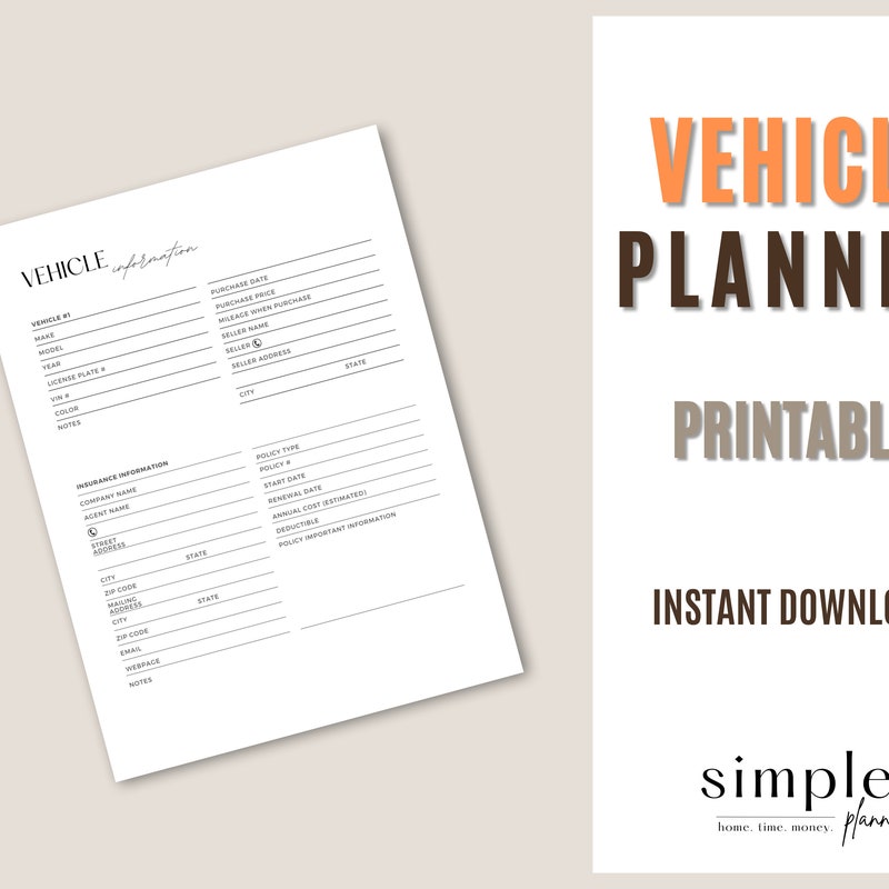 Vehicle Information Sheet - Etsy