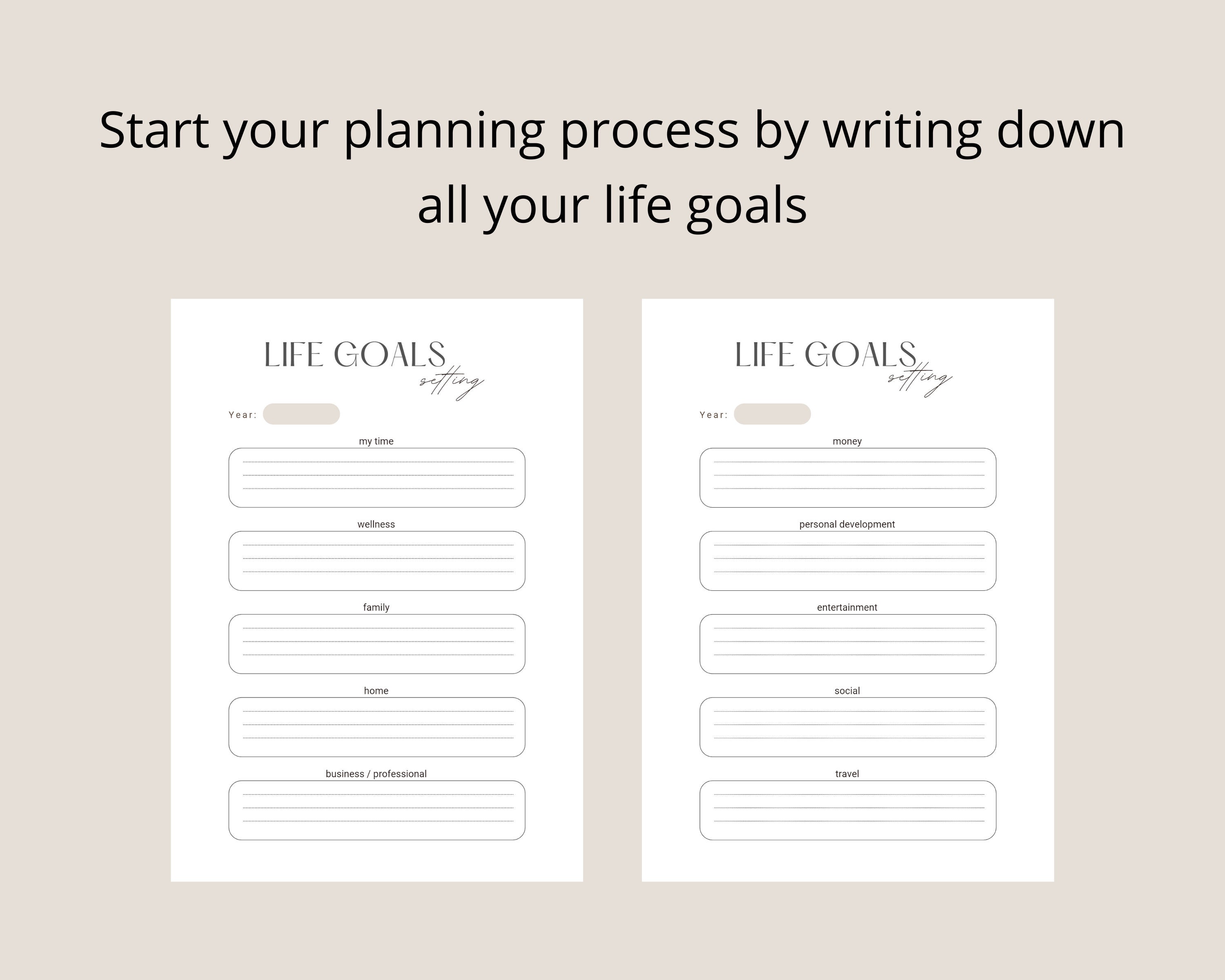 Life Goal Setting Printable Templates, Goal Planner, Goal Action Plan ...