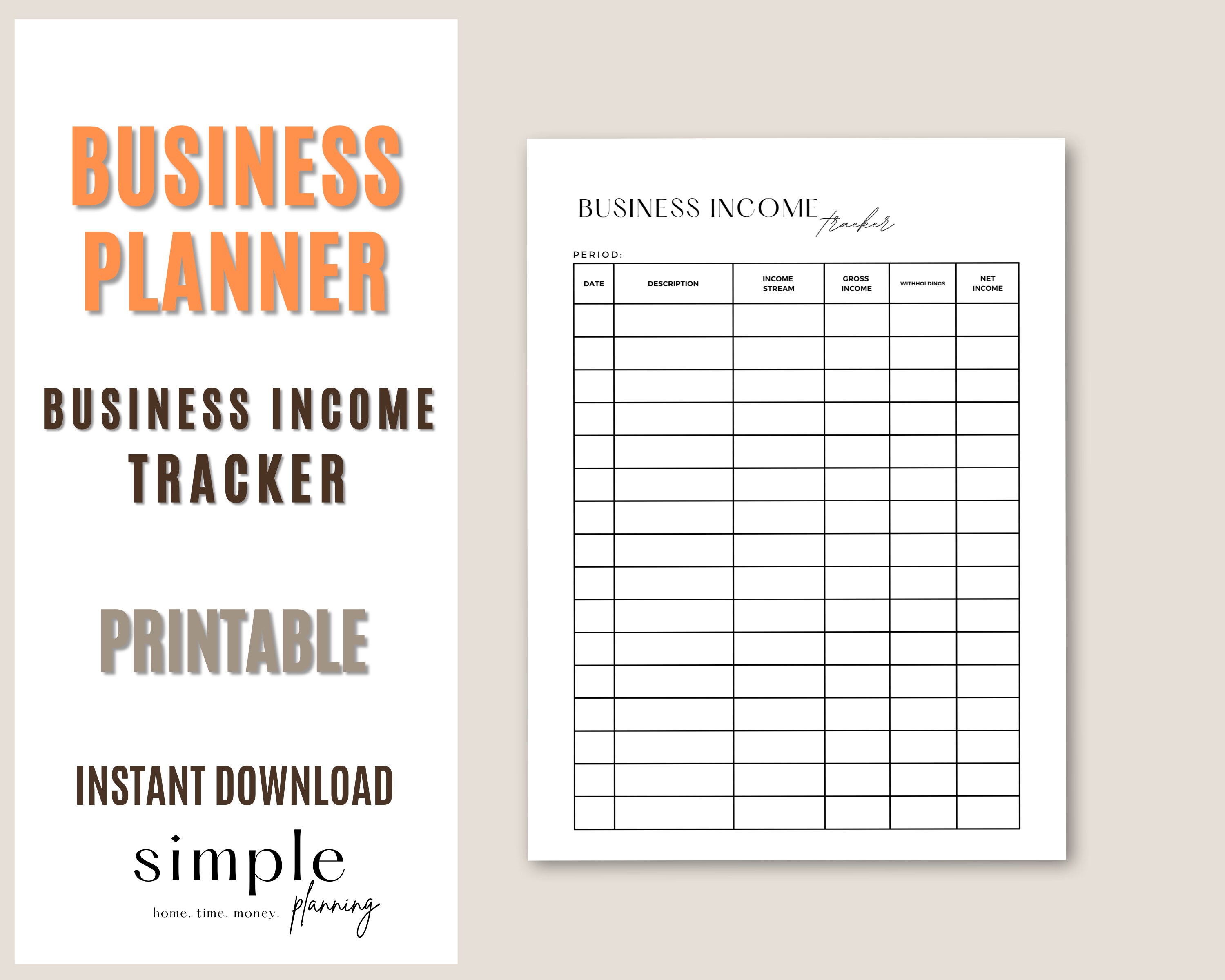 Business Income Tracker Printable L Business Planner L Business Income ...