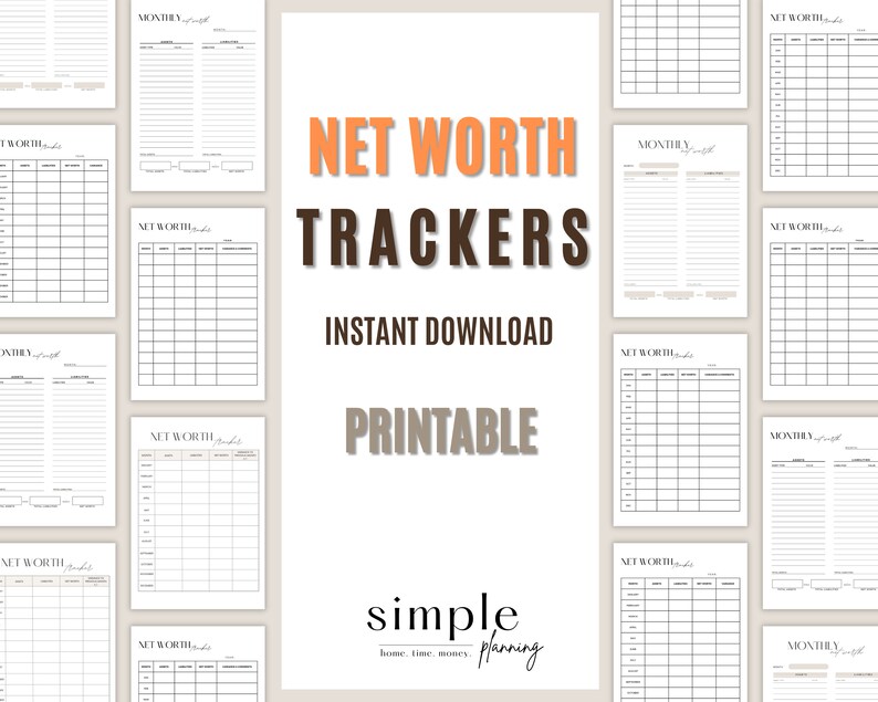 Net Worth Tracker Printable L Asset and Liabilities Balance Sheet L Net ...