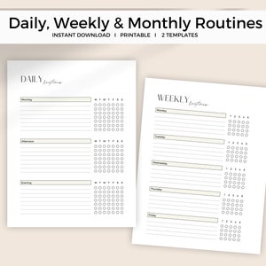 Daily Routine Tracker, Weekly and Monthly Routines Printable, Routine ...