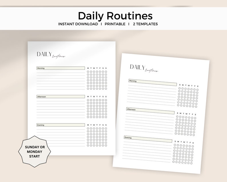 Daily Routine Tracker, Weekly and Monthly Routines Printable, Routine ...