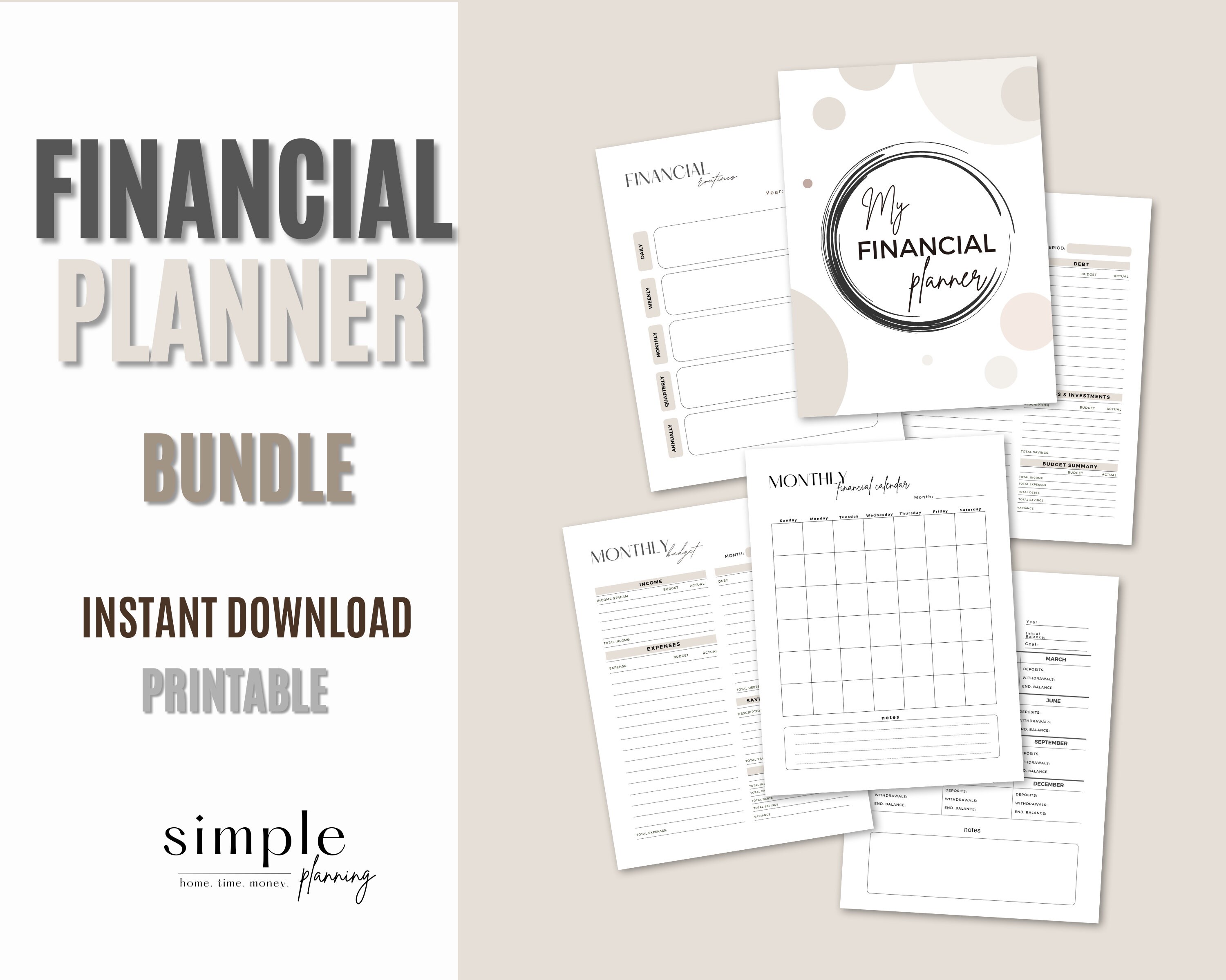 Financial Planner Bundle, Budget Planner, Financial Goals, Budget ...