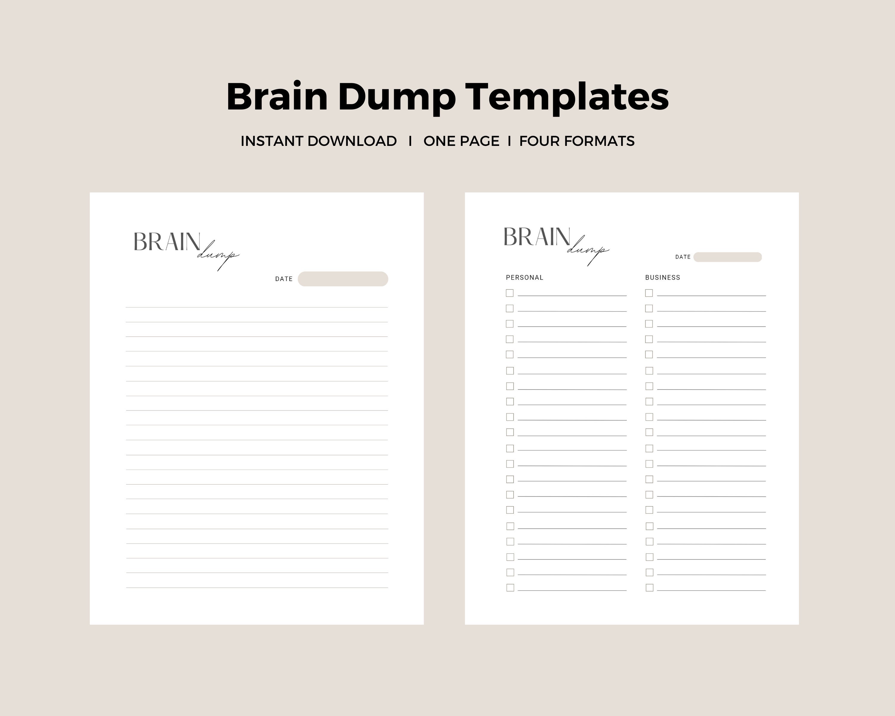 Brain Dump Printable Templates, Thoughts Organizer, Ideas Journal - Etsy