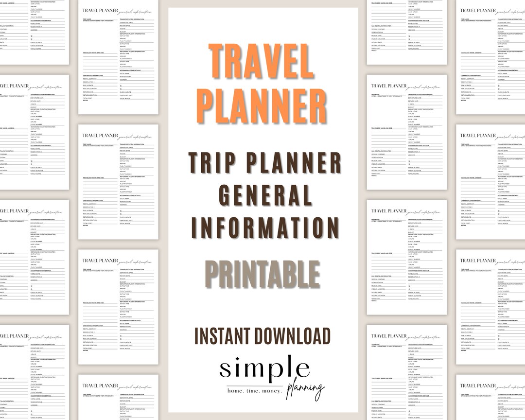 Trip General Information Printable L Flight Information L Car Rental ...