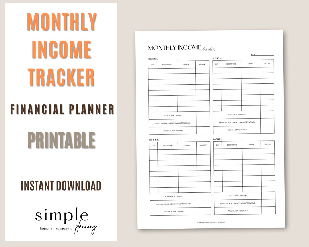 Income Tracker Printable L Budget Planner L Income Planner L Financial ...
