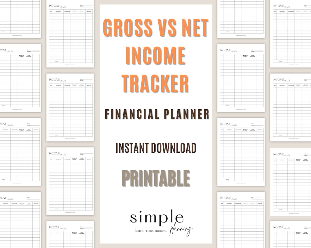Gross Vs Net Income Tracker Printable L Budget Planner L Tax Planning L ...