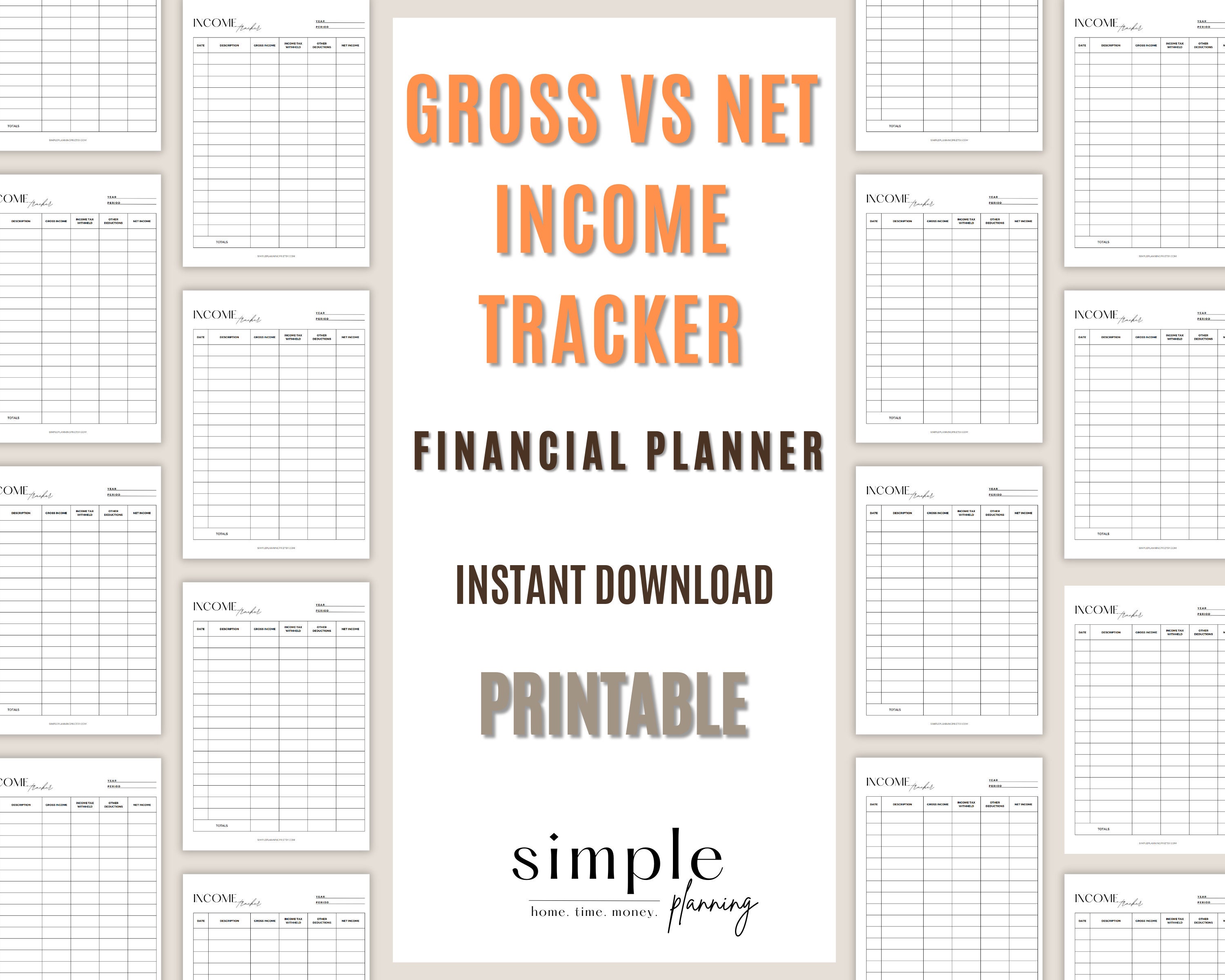 Gross Vs Net Income Tracker Printable L Budget Planner L Tax Planning L ...