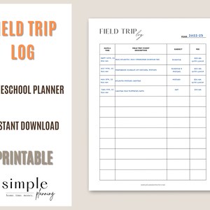 Field Trip Log | Homeschool Planner | Field Trip Planner | Teacher ...