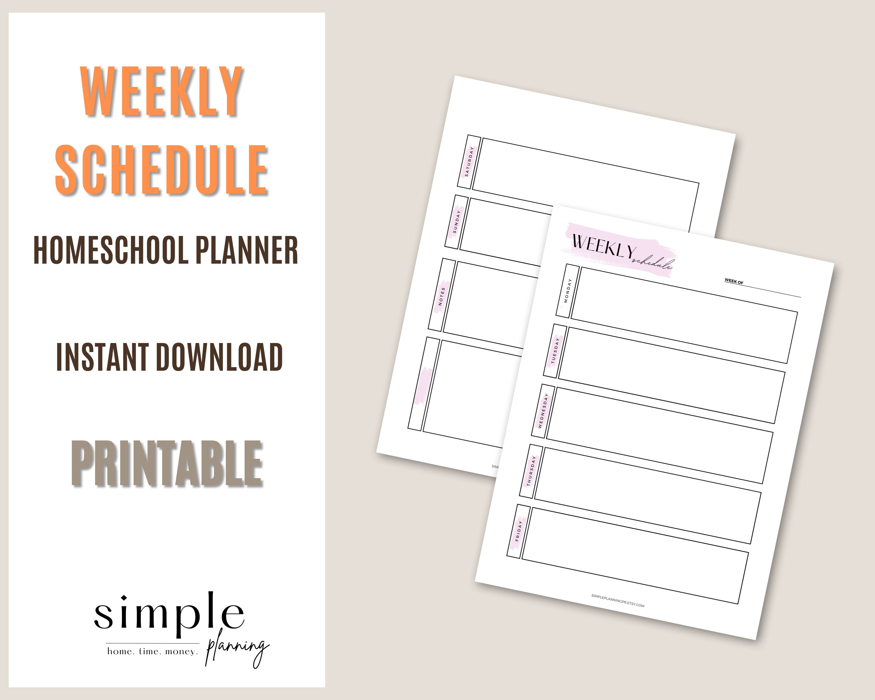 Homeschool Weekly Planner Printable L Homeschool Plan L Weekly ...