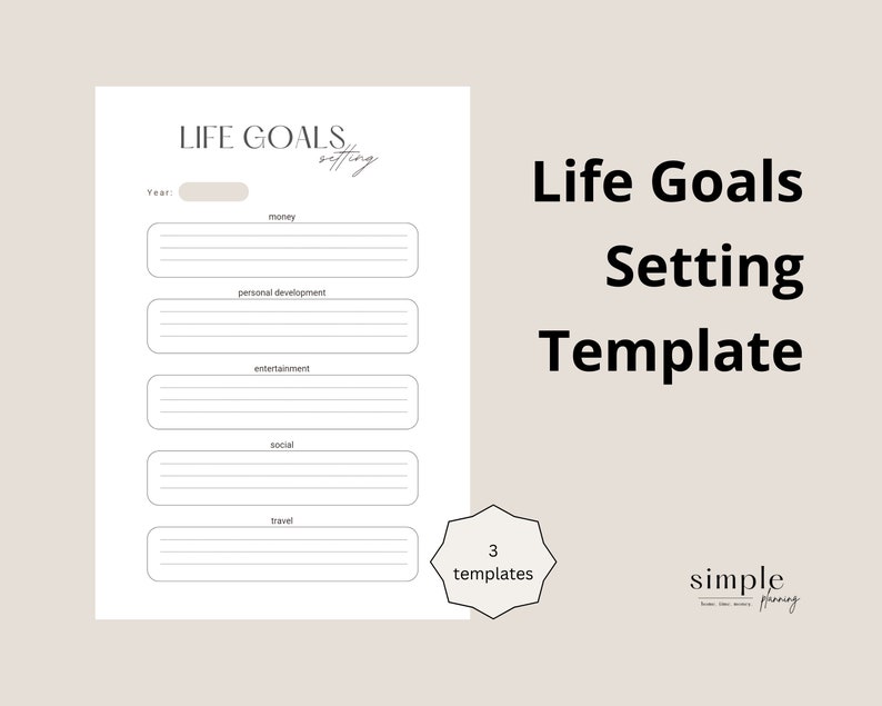 Life Goal Setting Printable Templates, Goal Planner, Goal Action Plan ...
