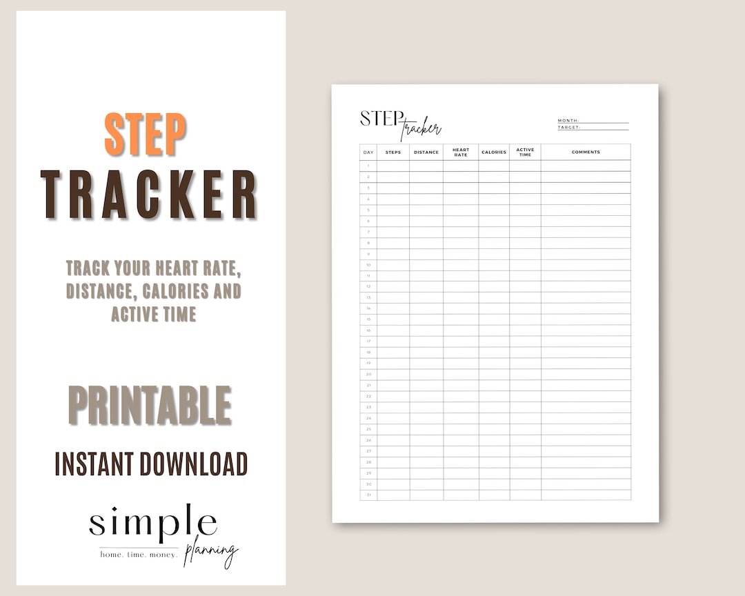 Step Tracker Printable L Health Planner L Step Log L Fitness Planner L ...