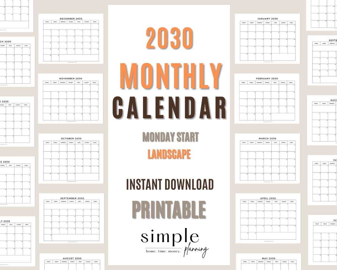 2030 Monthly Calendar L 2030 Monthly Planner L Minimalist - Etsy
