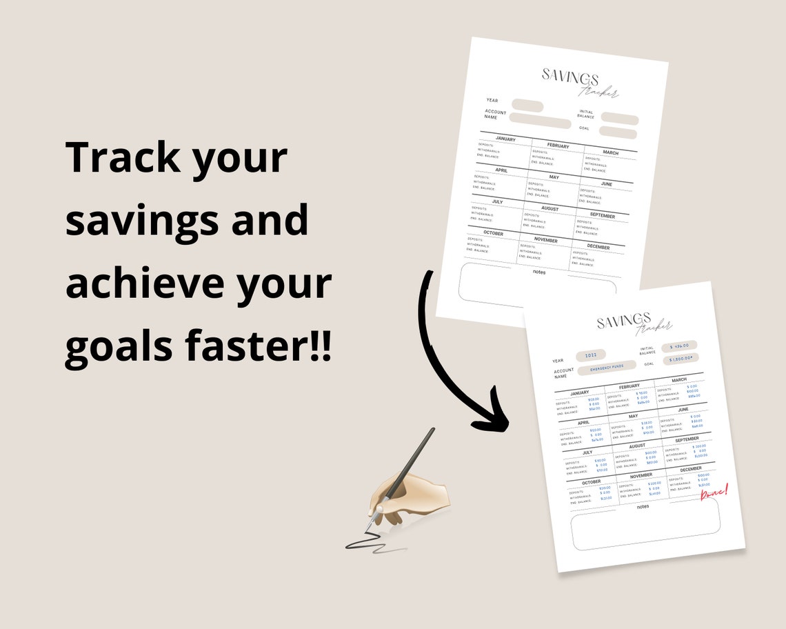 Savings Tracker Printable Savings Challenge Money Saving - Etsy