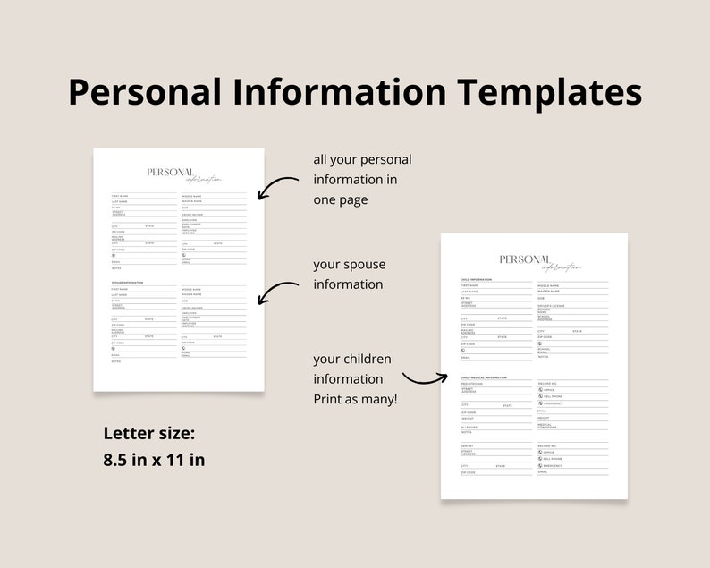 Personal and Financial Information Printable, Credit Cards Information ...