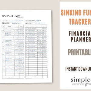 Sinking Fund Tracker Printable L Savings Tracker L Savings Challenge L ...