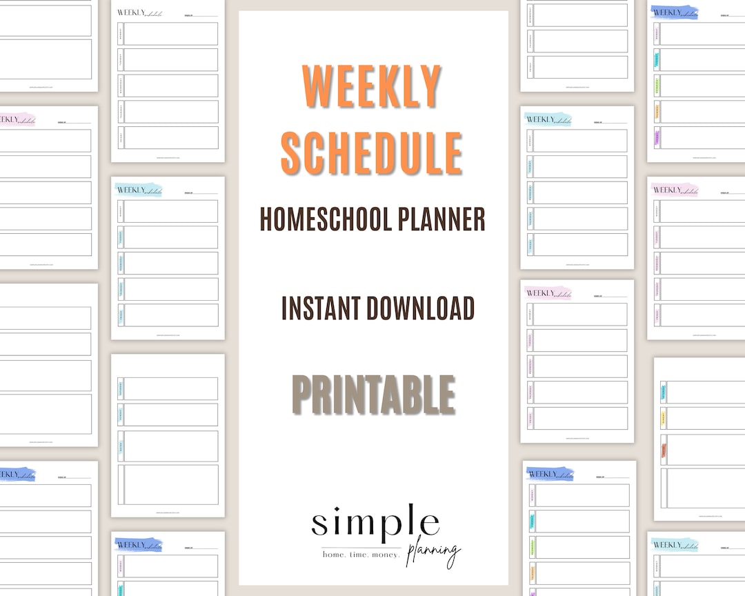 Homeschool Weekly Planner Printable L Homeschool Plan L Weekly ...