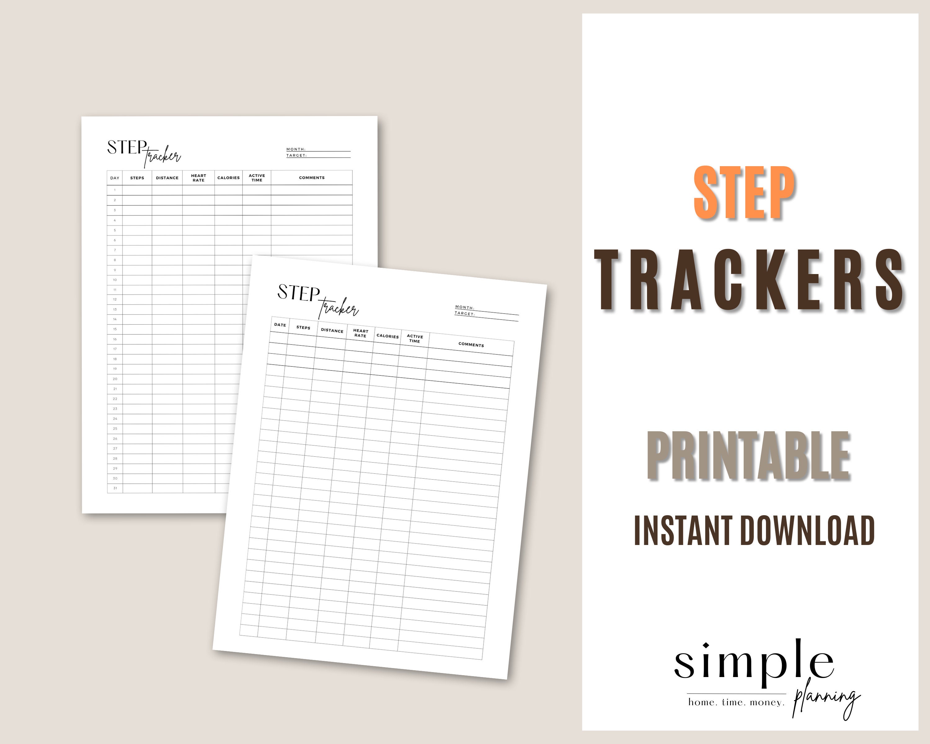 Step Tracker Printable L Health Planner L Step Log L Fitness Planner L ...