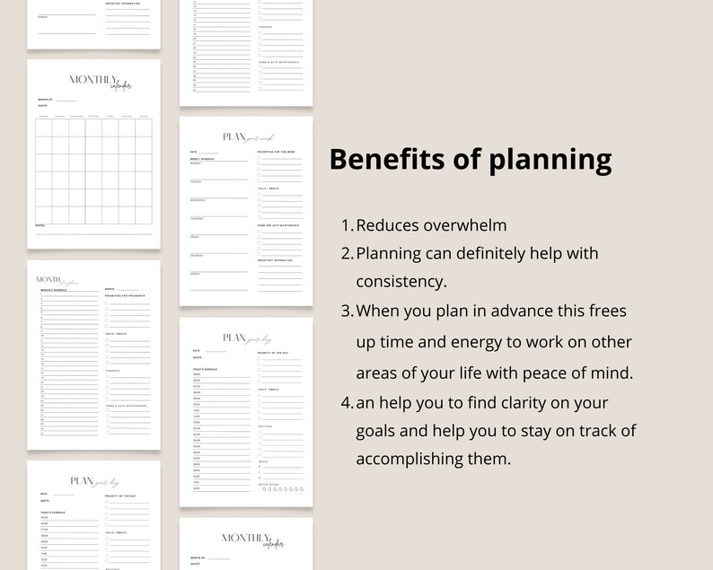 Printable Template, Daily Planner, Weekly Planner, Monthly Planner ...