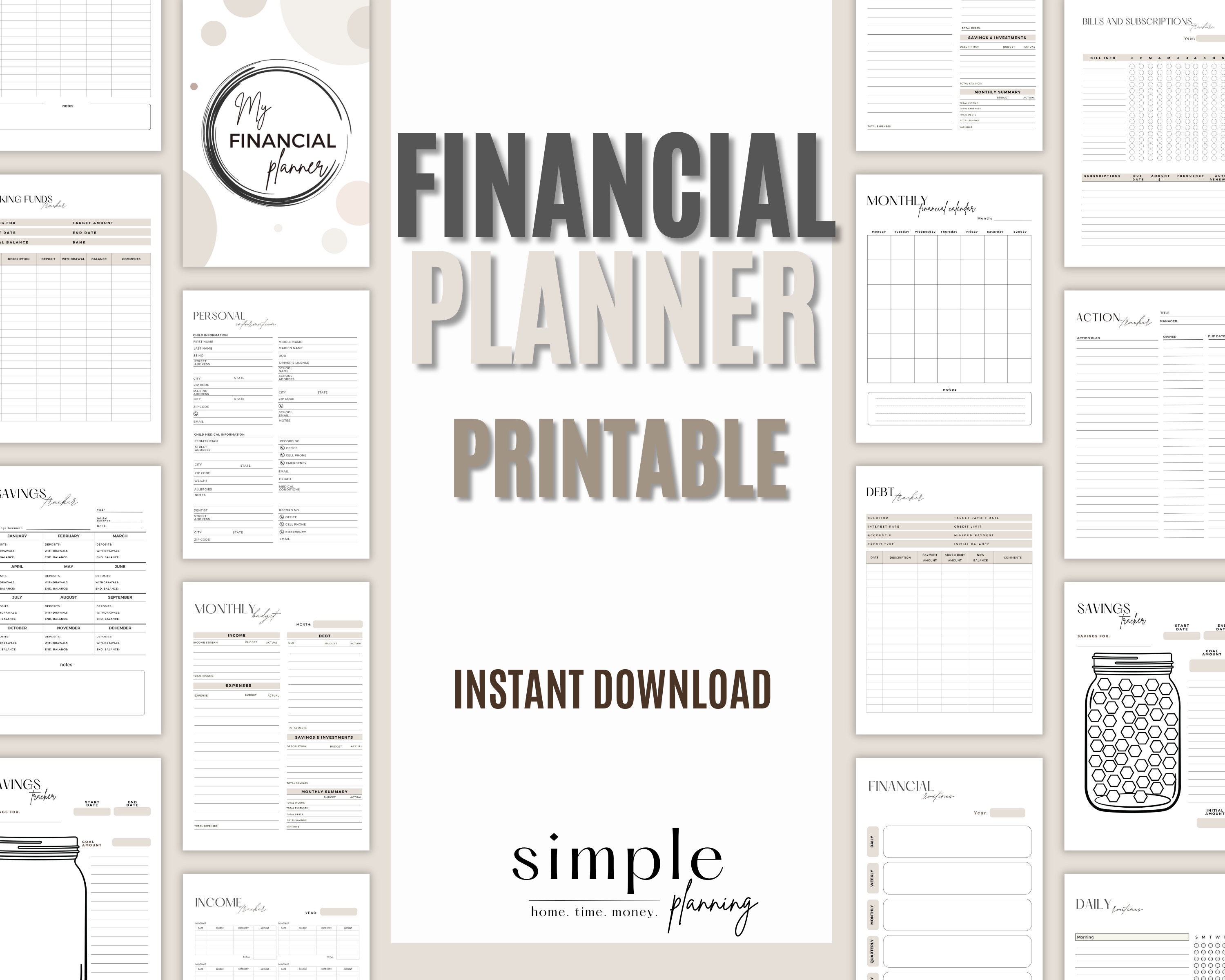 Financial Planner Bundle, Budget Planner, Financial Goals, Budget ...
