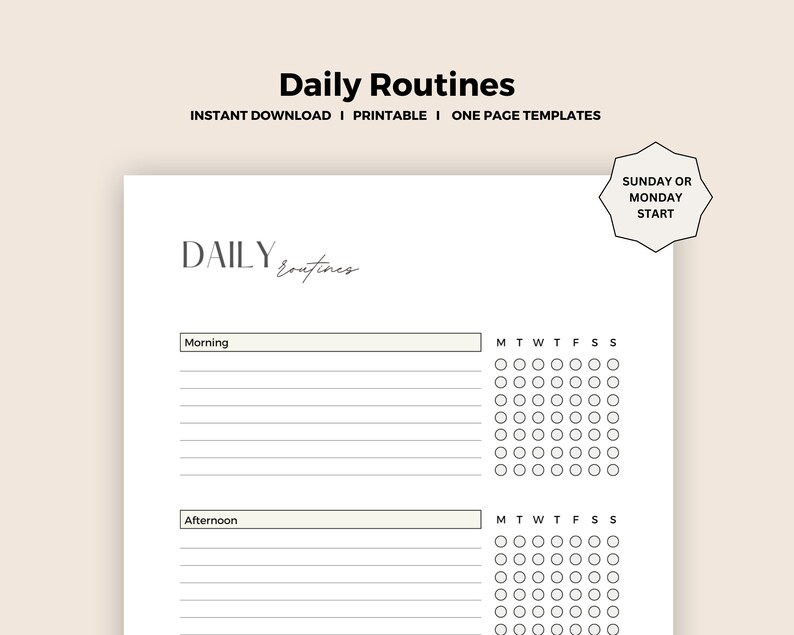 Daily Routine Tracker, Weekly and Monthly Routines Printable, Routine ...