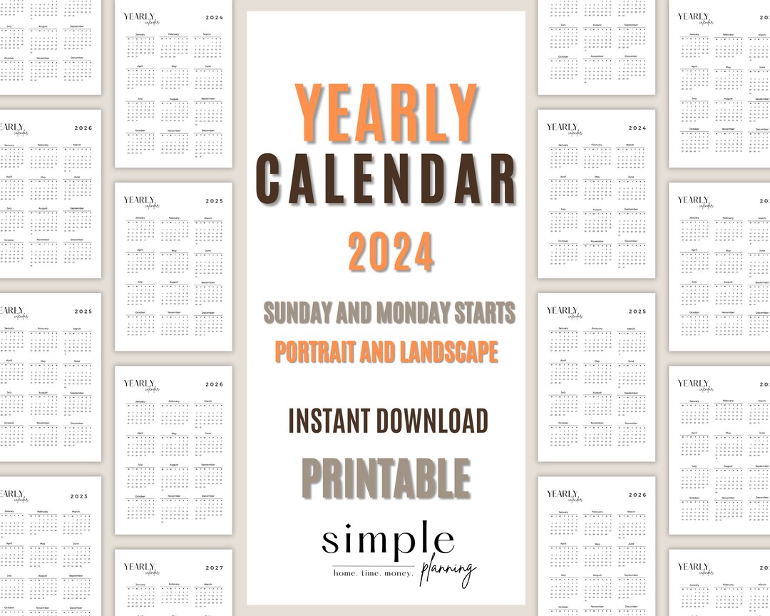 2024 Year Calendar Printable L Portrait and Landscape L Minimalist L ...