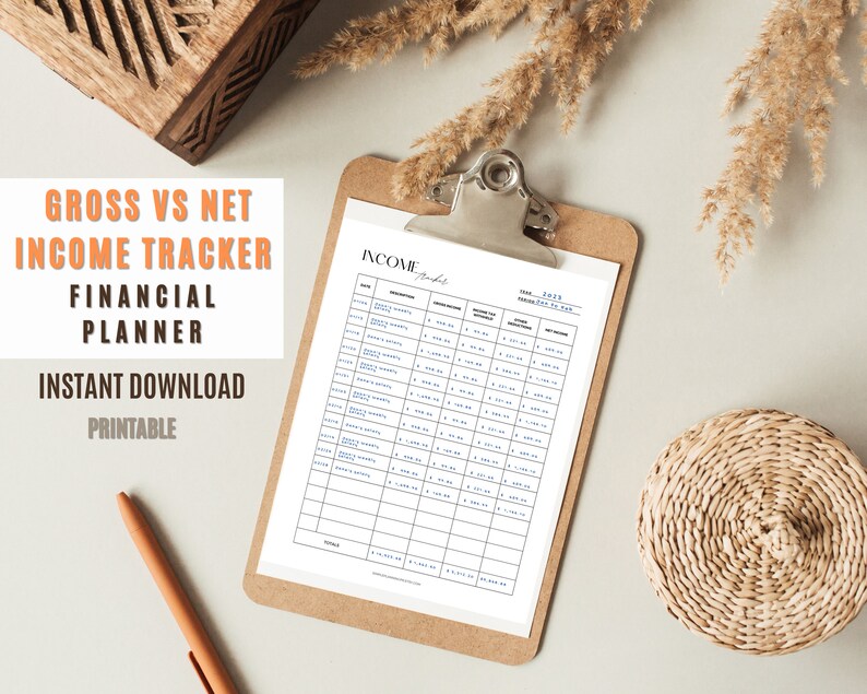 Gross Vs Net Income Tracker Printable L Budget Planner L Tax Planning L ...