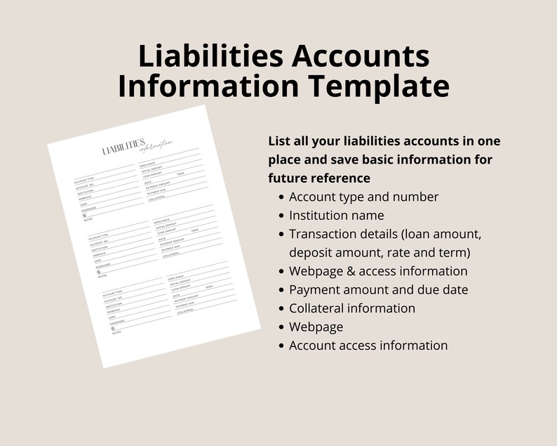 Personal and Financial Information Printable, Credit Cards Information ...