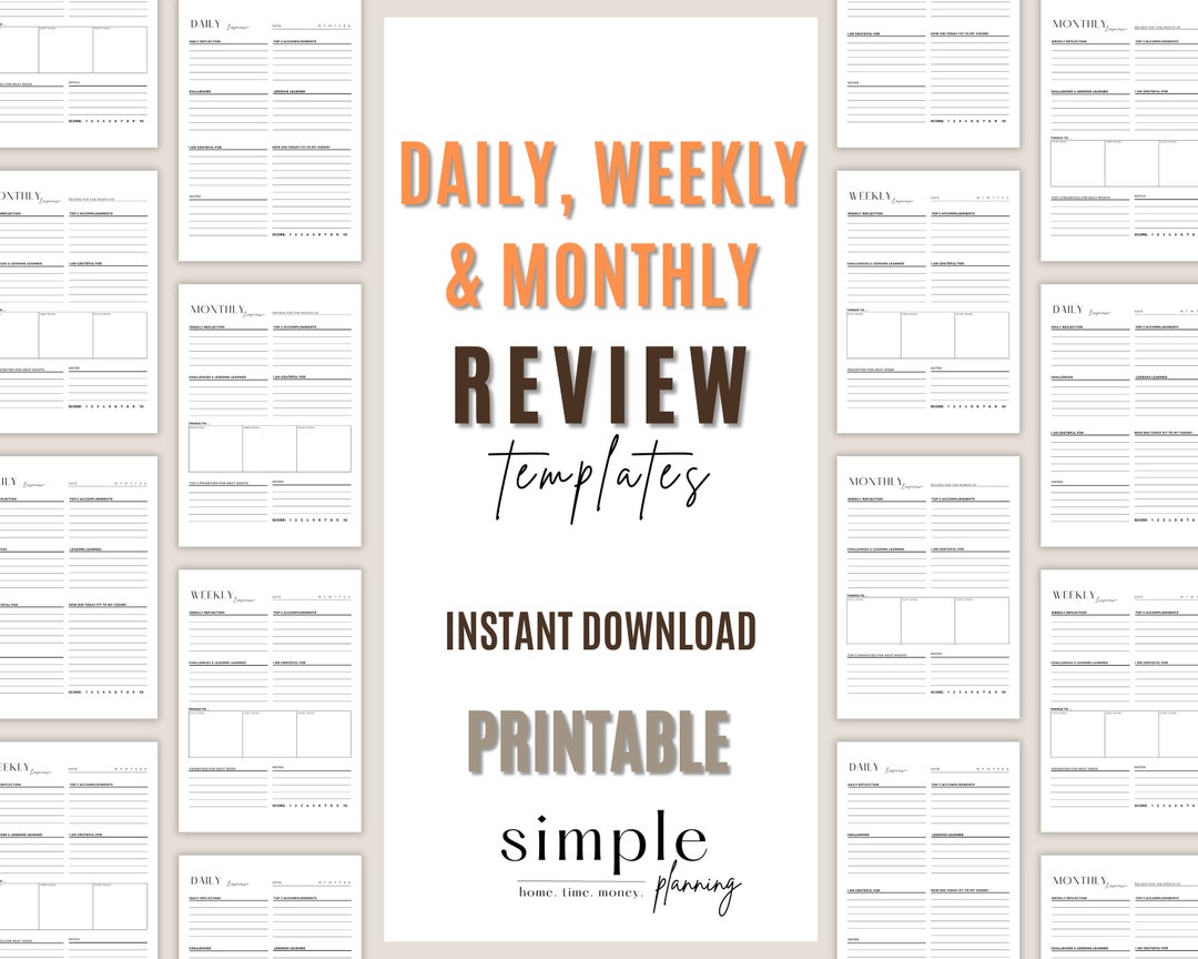 Daily Review I Weekly Review I Monthly Review I PDF I Life Planner I ...