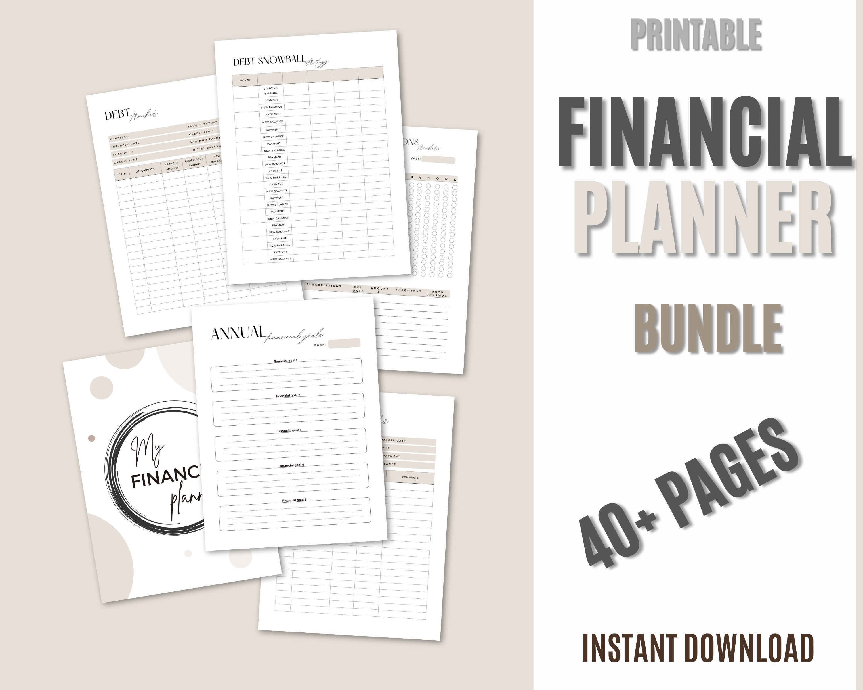 Financial Planner Bundle, Budget Planner, Financial Goals, Budget ...
