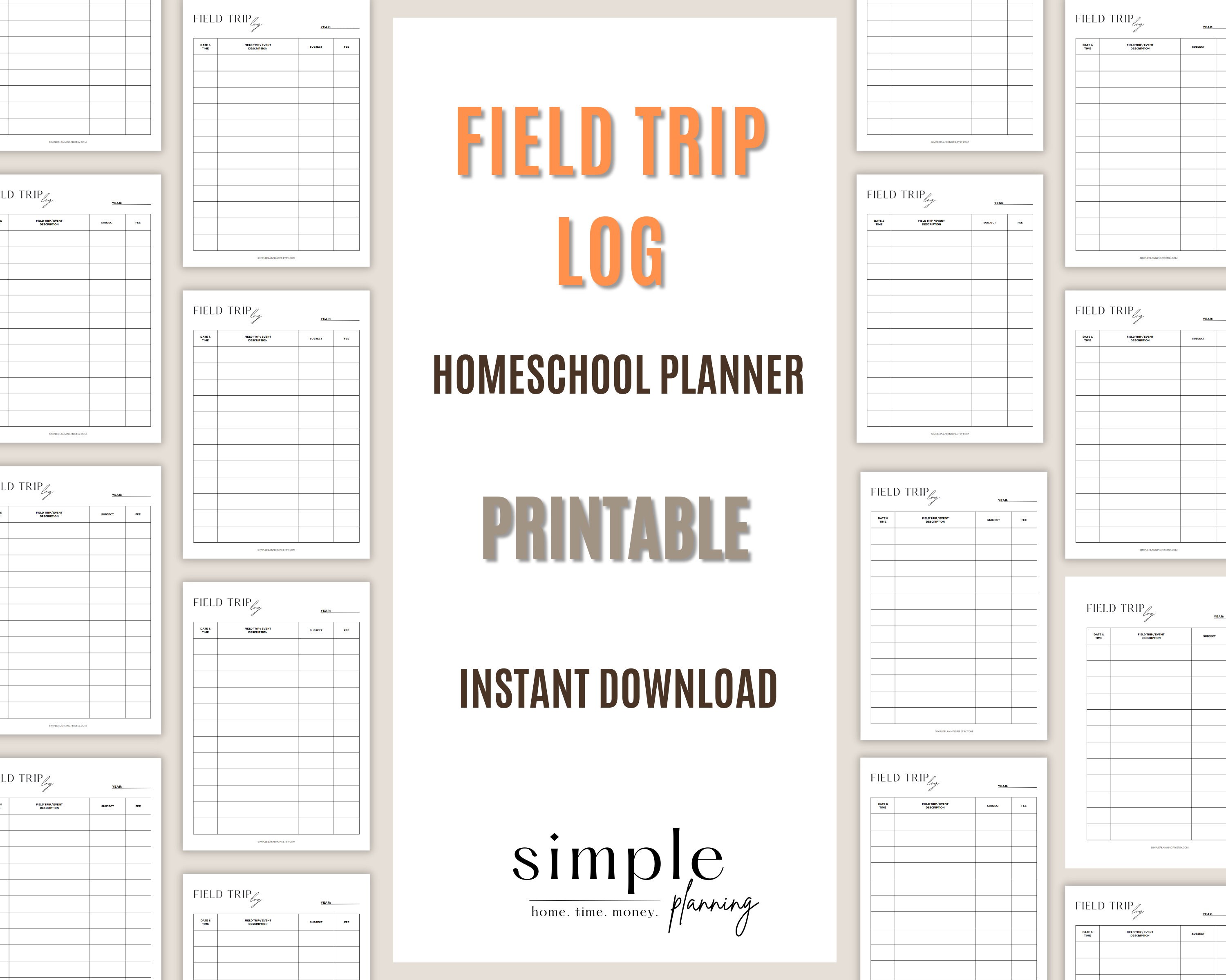 Field Trip Log | Homeschool Planner | Field Trip Planner | Teacher ...